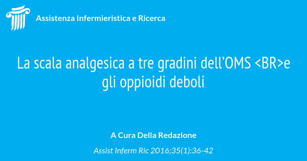 La scala analgesica a tre gradini dell’OMS e gli oppioidi deboli ...