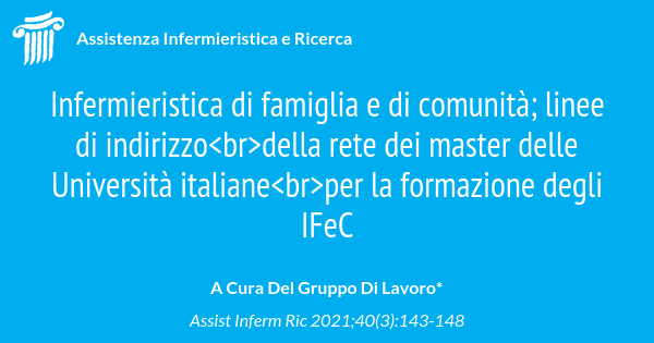 Infermieristica di famiglia e di comunità; linee di indirizzodella rete ...