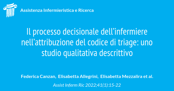 Il processo decisionale dell’infermiere nell’attribuzione del codice di ...